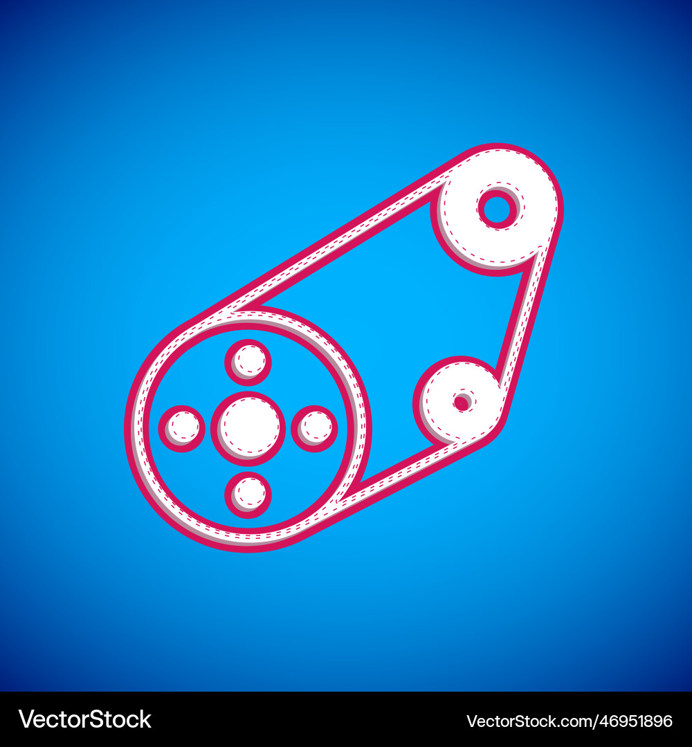 White timing belt kit icon isolated on blue Vector Image