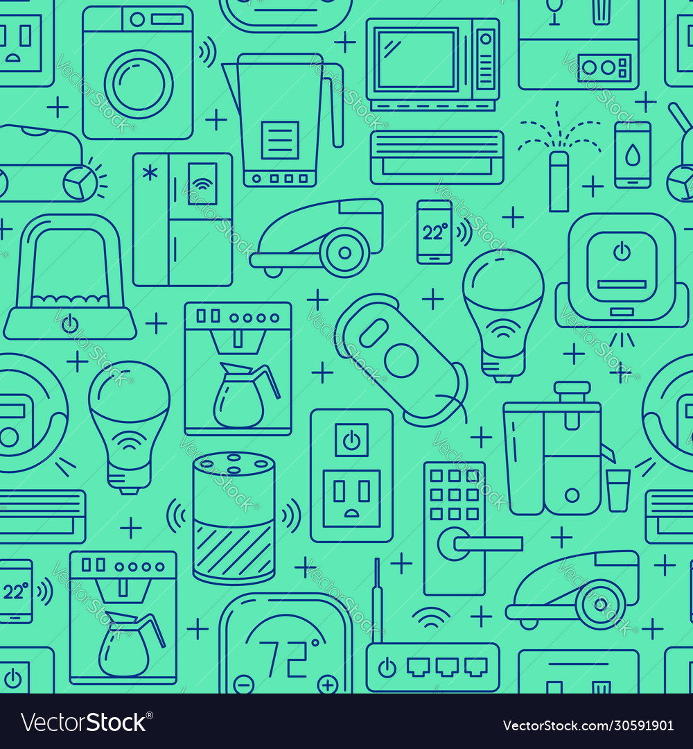 Automated home seamless pattern in line style Vector Image