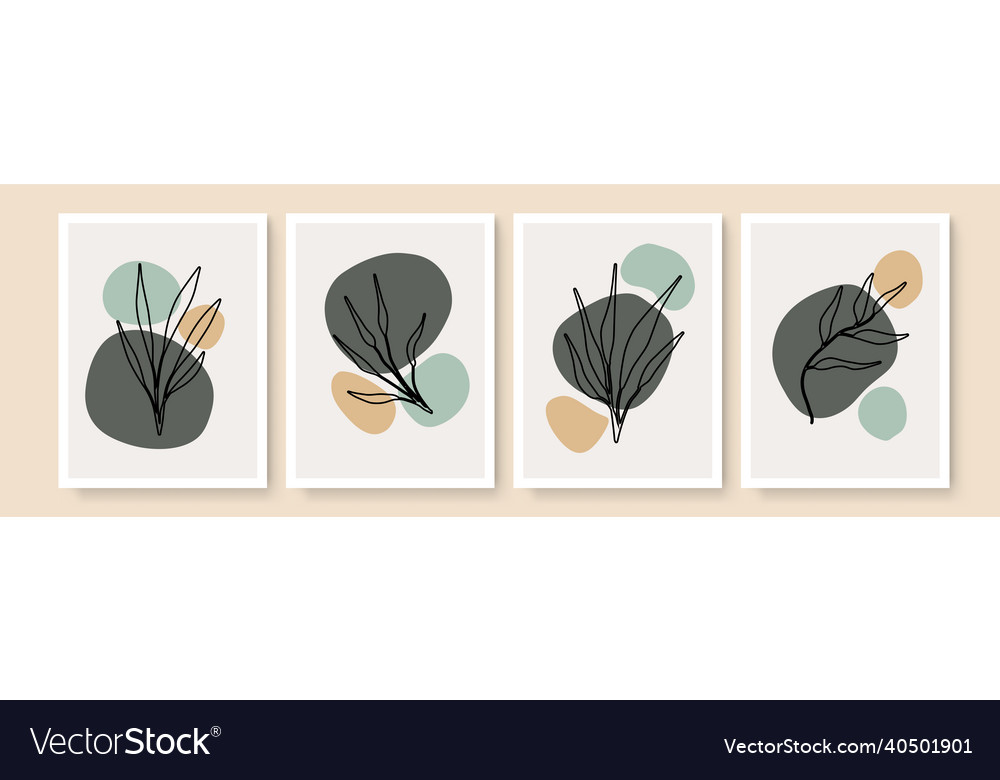 Boho poster set botanical wall art set Royalty Free Vector