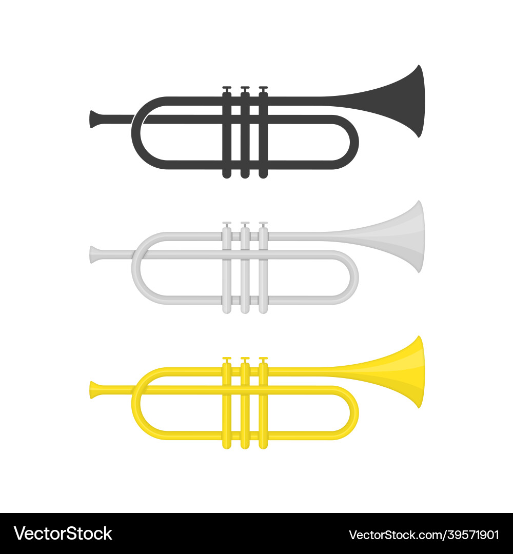 Brass trumpet icons Royalty Free Vector Image - VectorStock