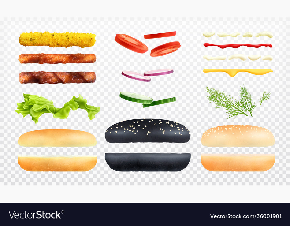 Burger constructor icon set Royalty Free Vector Image