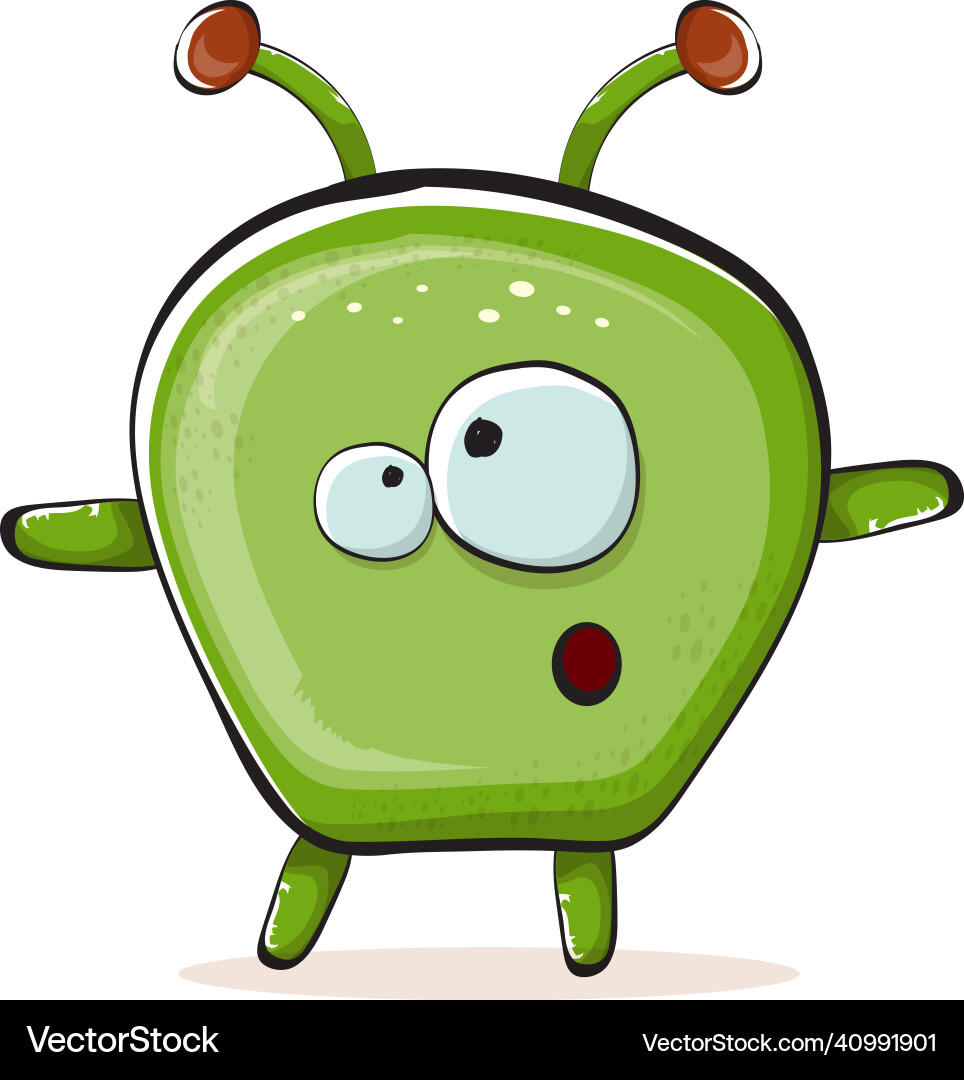 Cartoon funny green alien monster isolated Vector Image