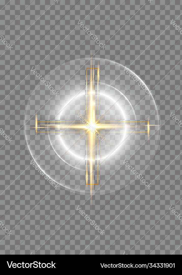 Cross light shiny with golden frame sign Vector Image