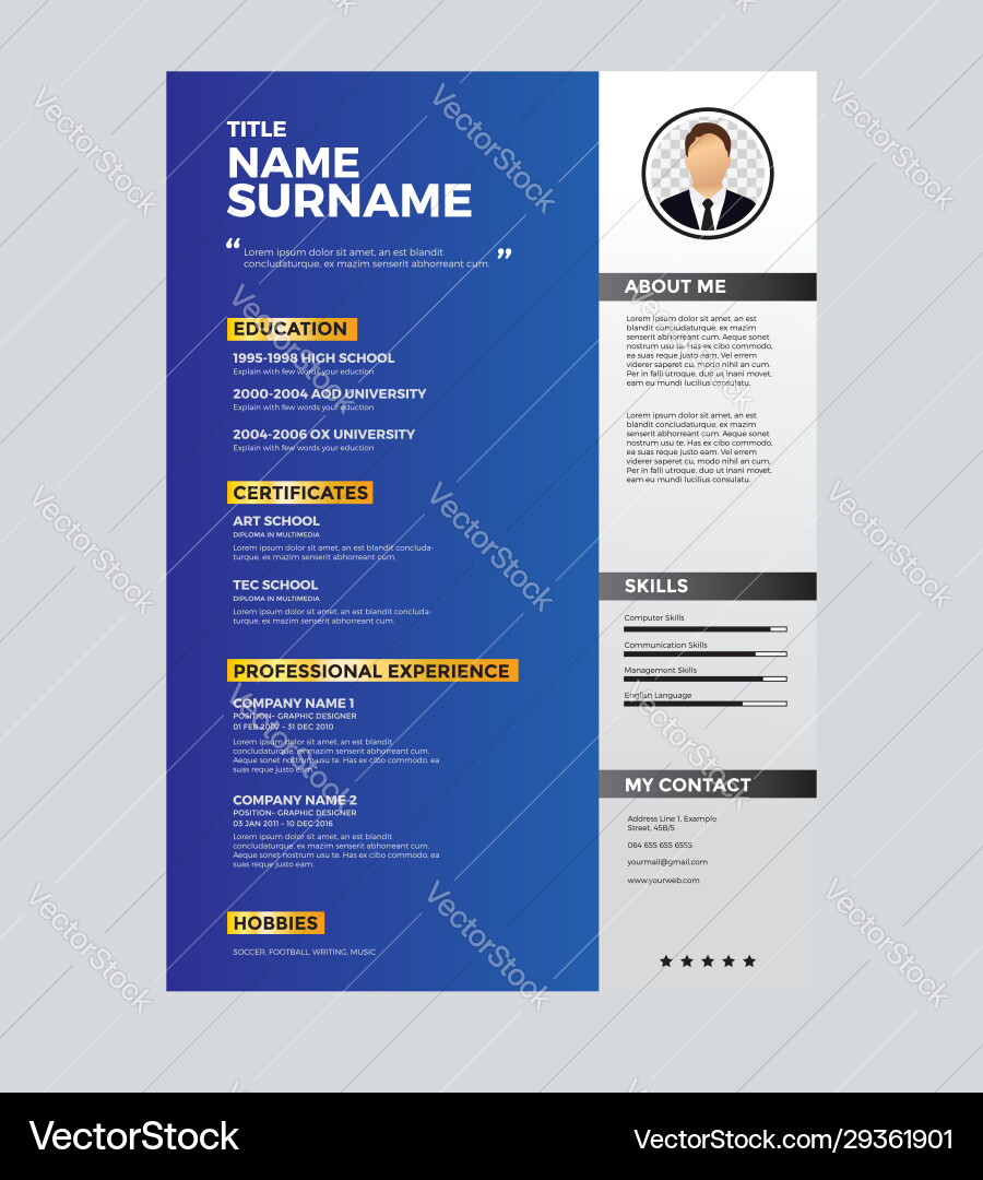 Cv template design Royalty Free Vector Image - VectorStock