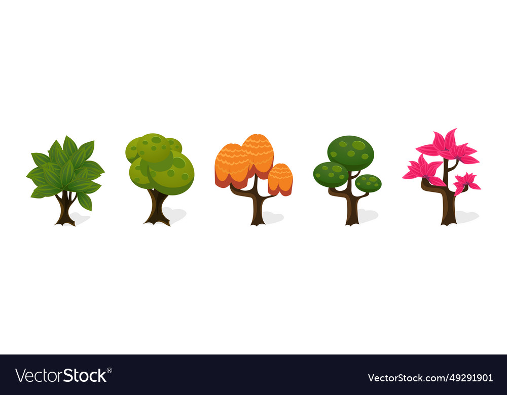 Fantastic tree for ui game design set Royalty Free Vector