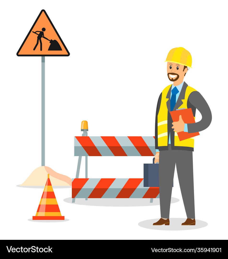 Foreman on road repair section male engineer Vector Image