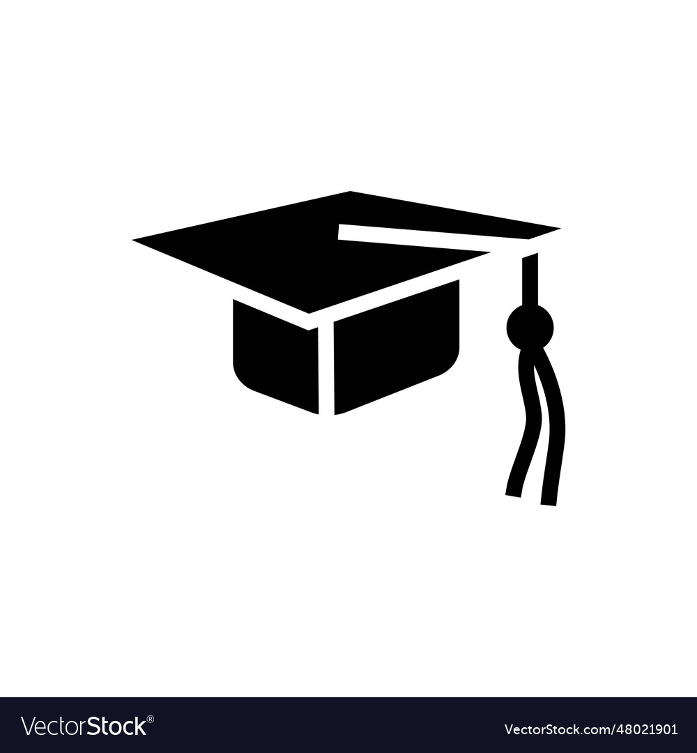 Graduation hat cap glyph icon Royalty Free Vector Image