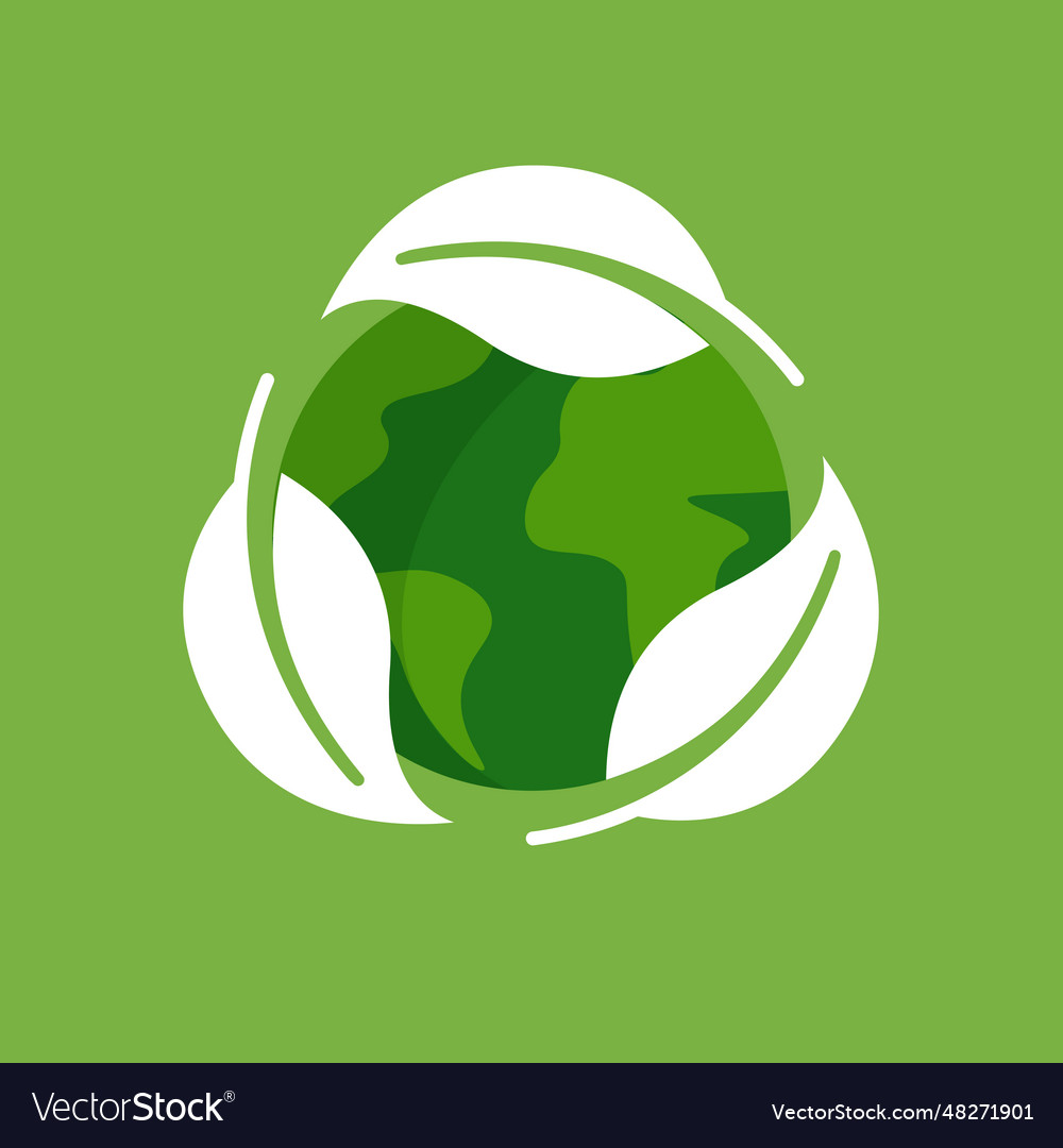 Green recycle symbol made by leaves with earth Vector Image