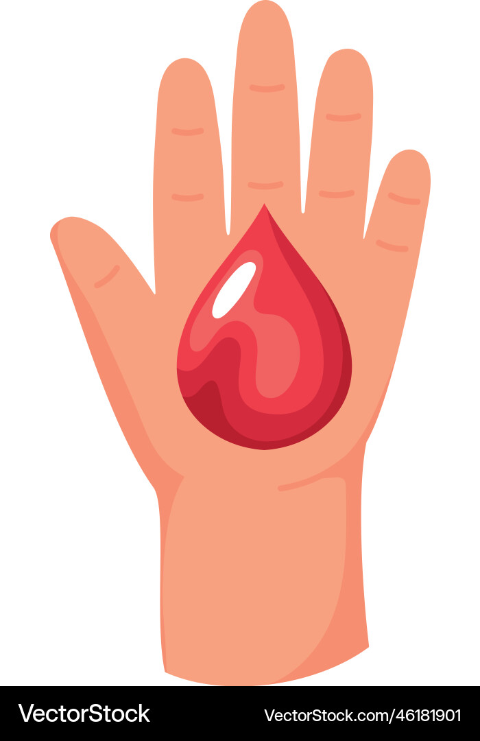 Hand with blood drop Royalty Free Vector Image