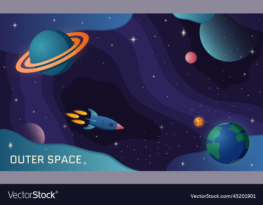 Outer space galaxy explore rocket universe Vector Image