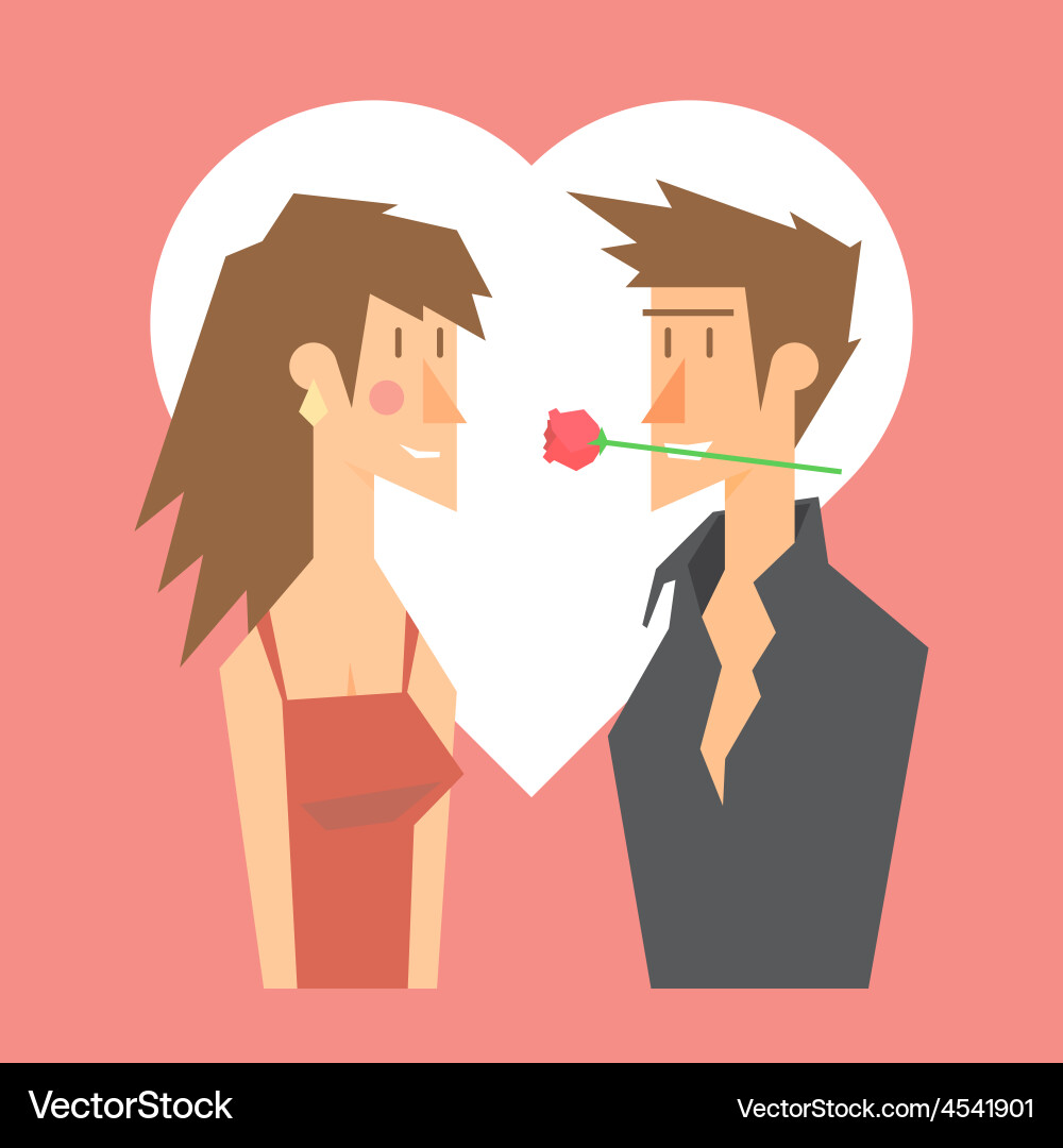 Romantic couple dating valentine flat design Vector Image