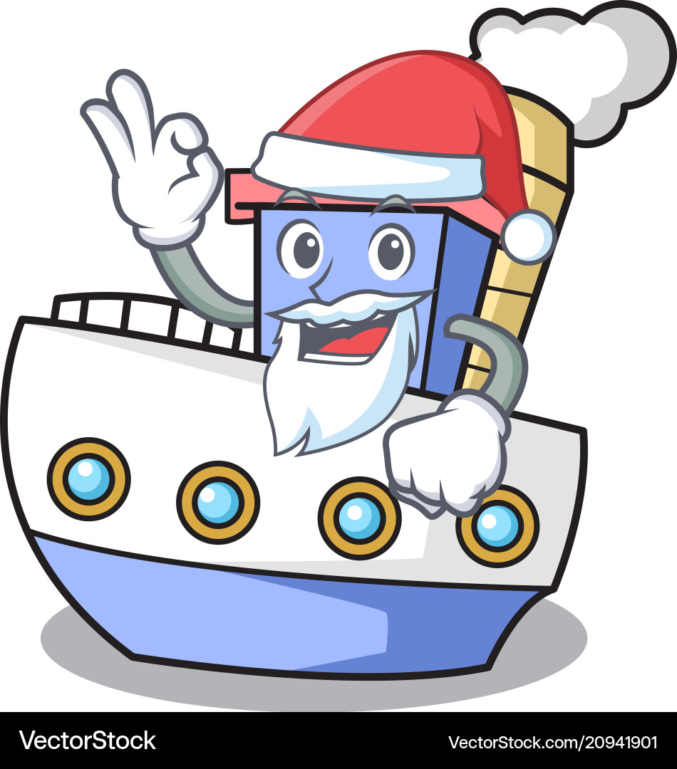 Santa ship mascot cartoon style Royalty Free Vector Image
