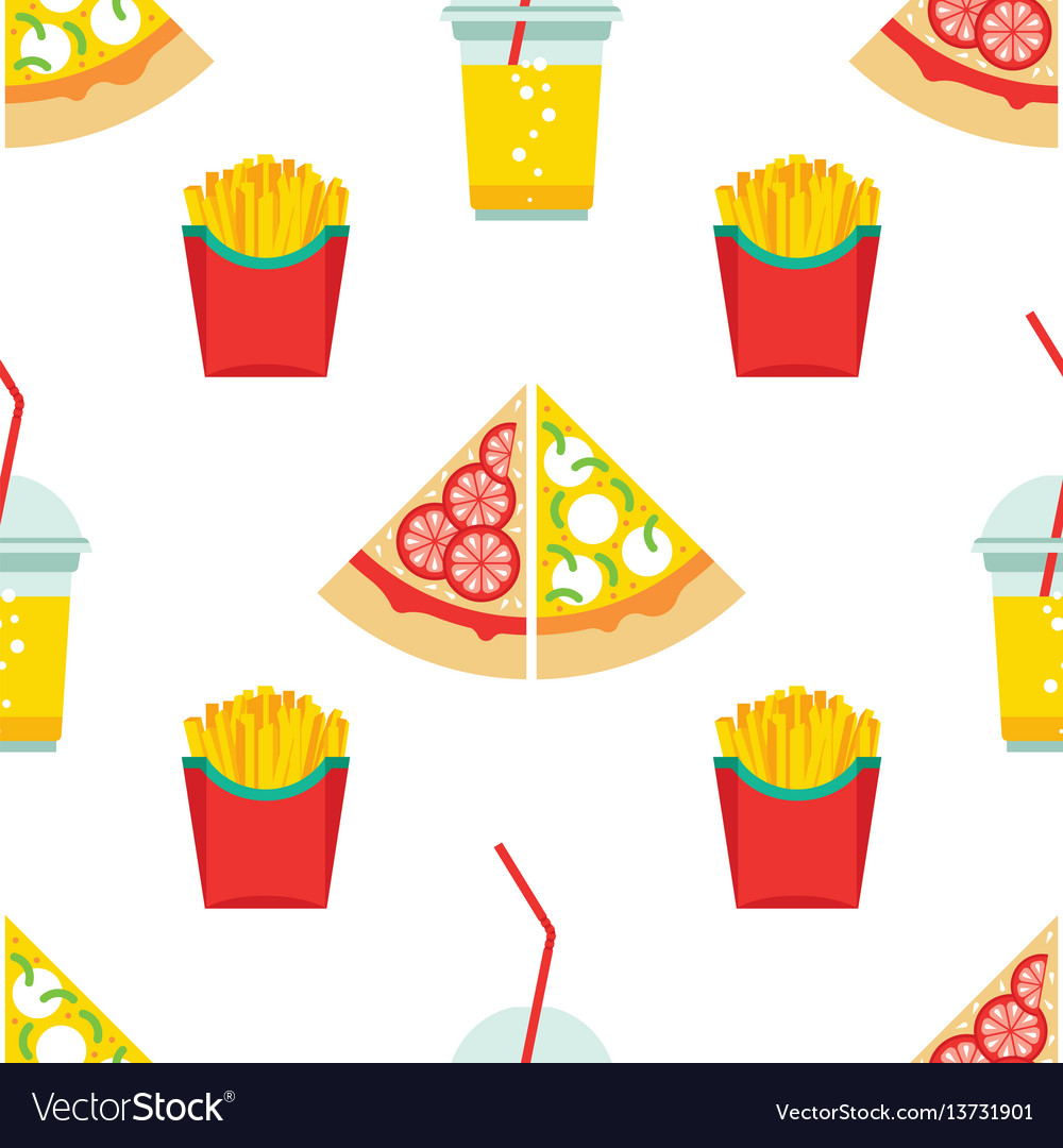 Seamless pattern fast food Royalty Free Vector Image
