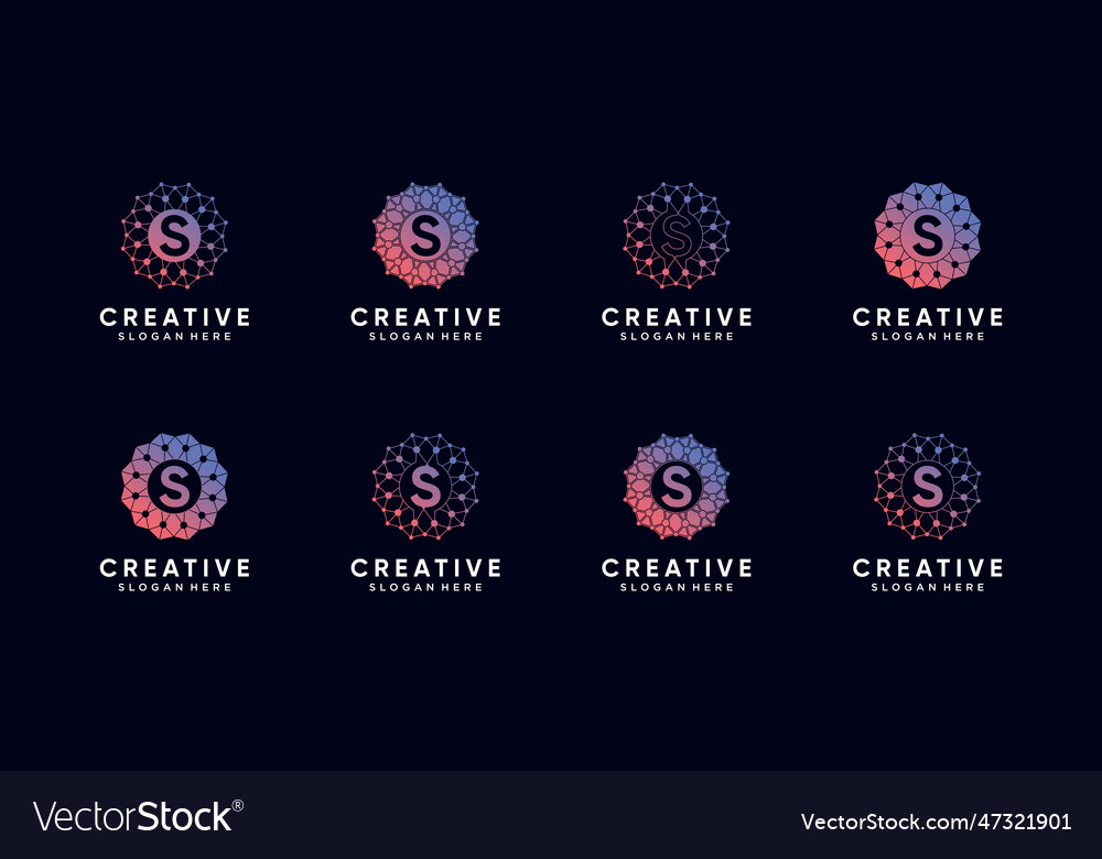 Set bundle monogram logo design technology Vector Image