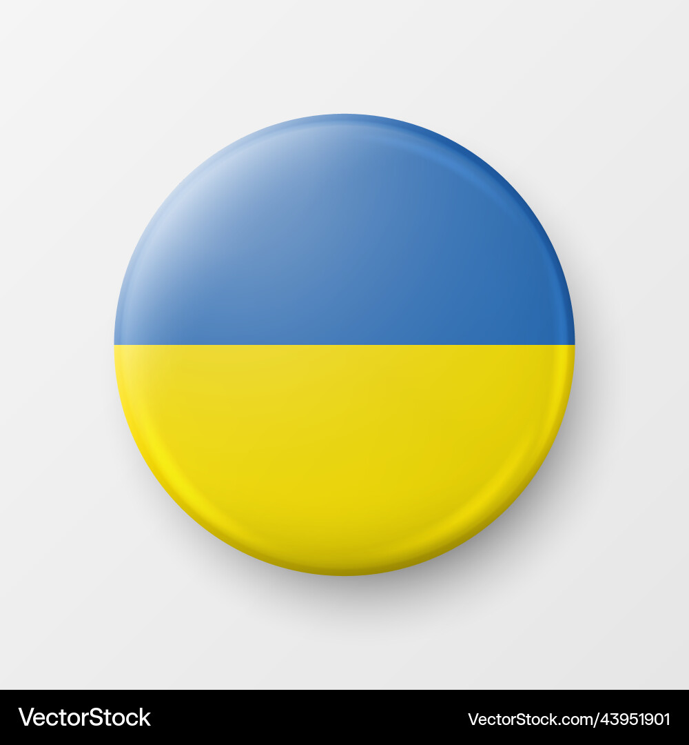 Stop war button pin badge with ukrainian flag Vector Image