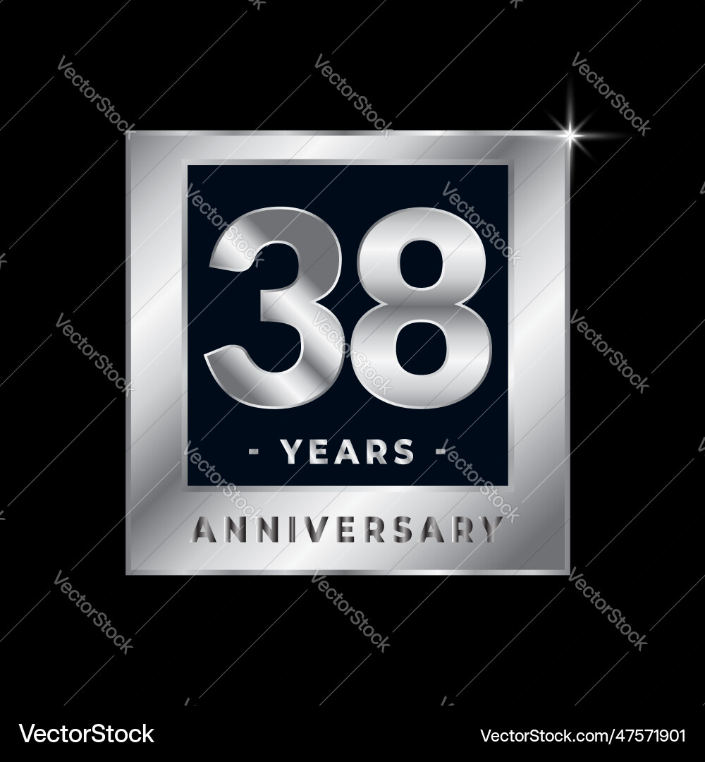 Thirty eight years anniversary celebration emblem Vector Image
