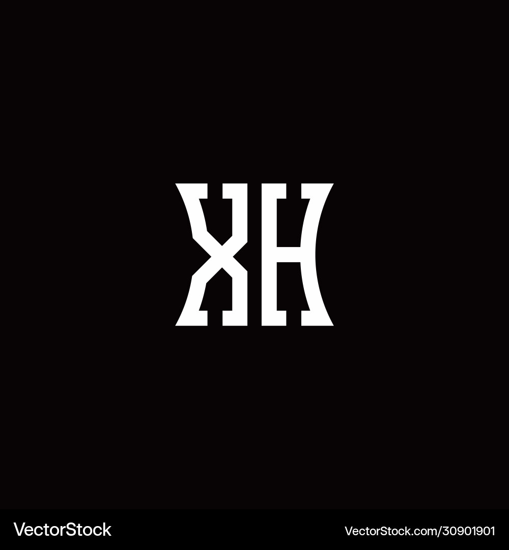 Xh monogram logo letter with curved side style Vector Image