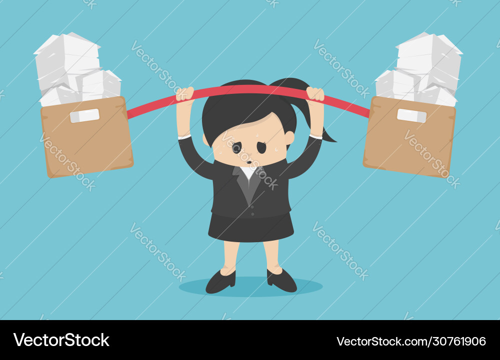 Businesswoman with overwhelming workloads Vector Image