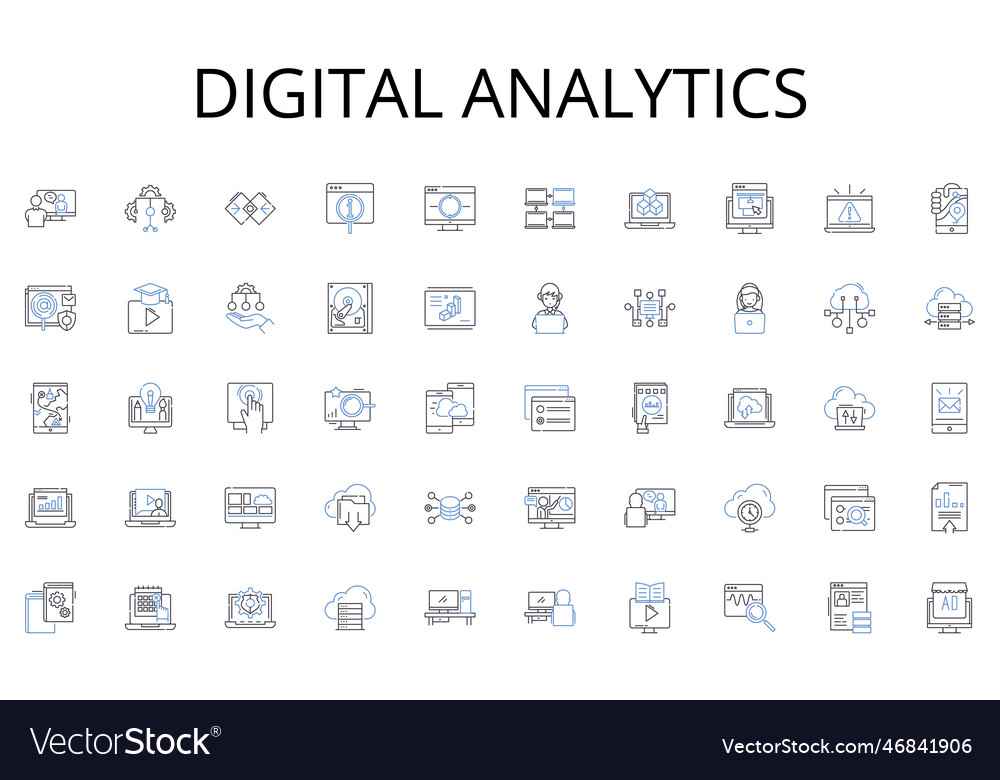 Digital analytics line icons collection strategy Vector Image Digital analytics line icons collection strategy Vector Image