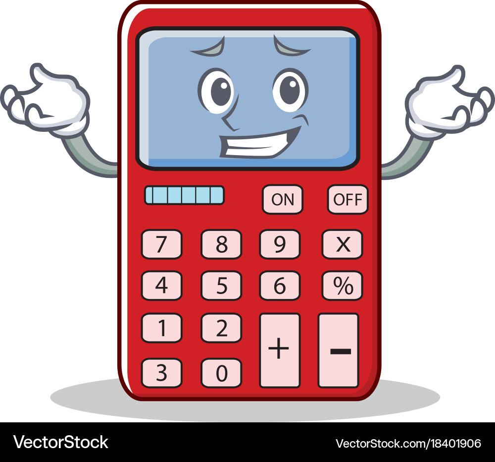 Grinning cute calculator character cartoon Vector Image