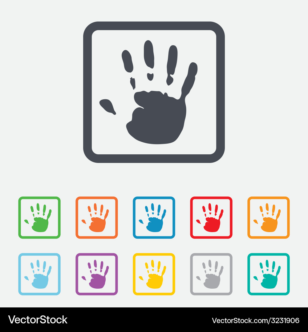 Hand print sign icon stop symbol Royalty Free Vector Image