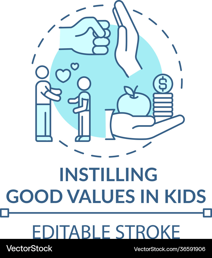 Instilling good values in kids turquoise concept Vector Image