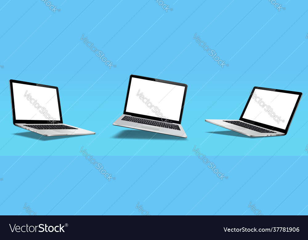 Laptop mock up with blank screen isolated float Vector Image