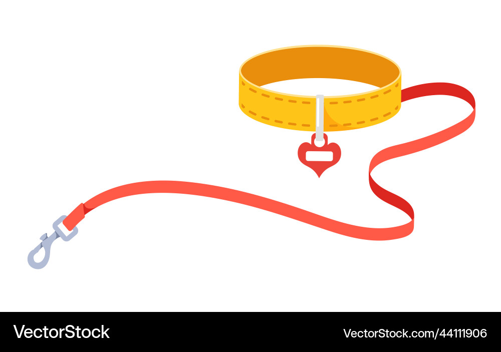 Leash and collar cats accessory with heart label Vector Image