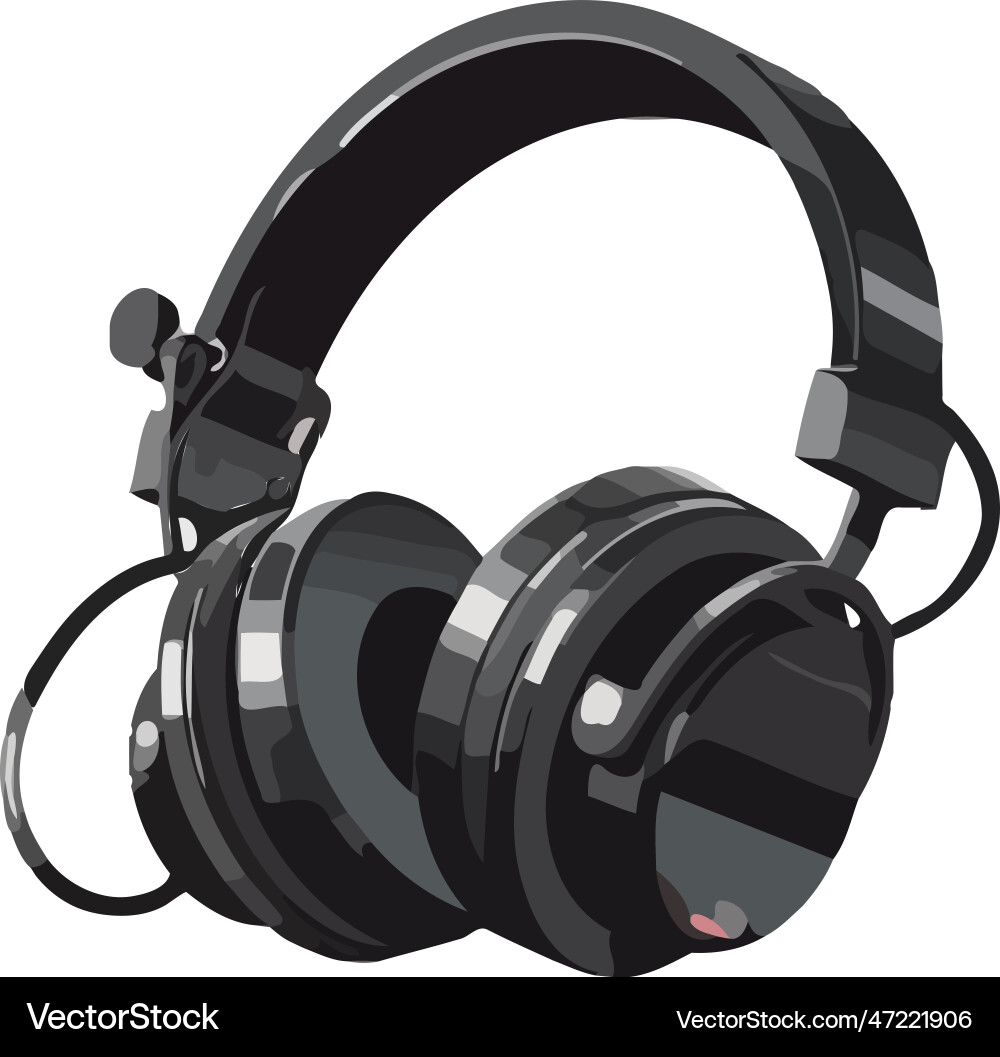 Modern black headphones on white background Vector Image
