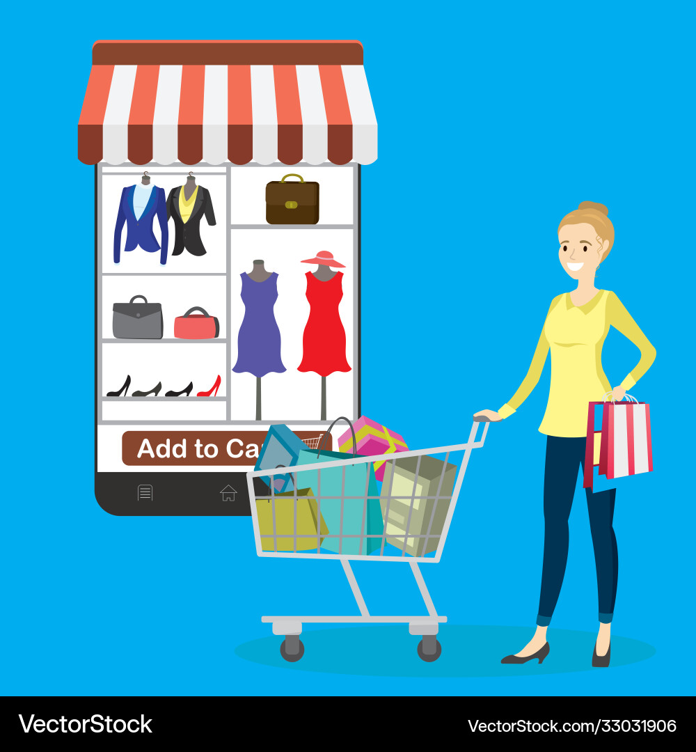 Modern smartphone with clothing app store Vector Image