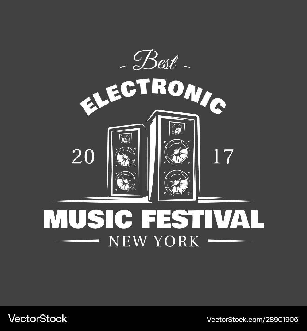 Music label isolated on black background Vector Image