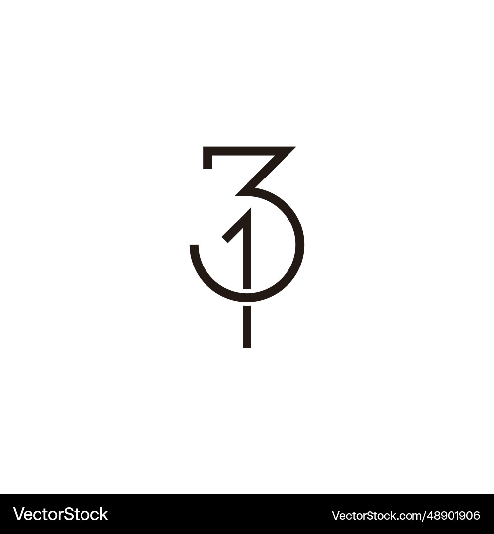Number 3 and 1 combination geometric symbol Vector Image