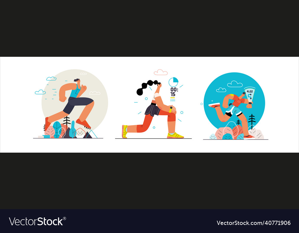 Runners - a set of running Royalty Free Vector Image