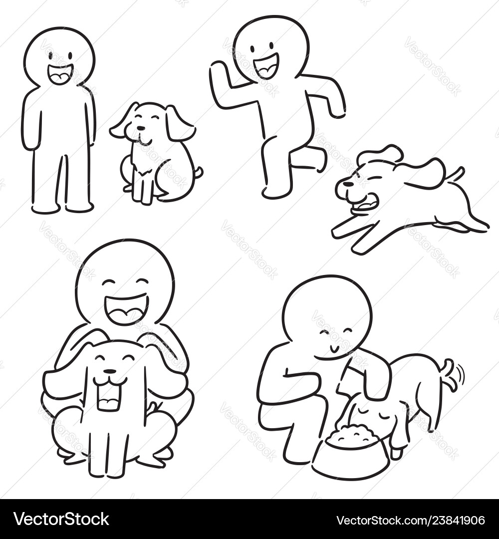 Set of man and dog Royalty Free Vector Image - VectorStock