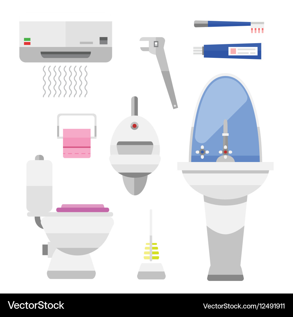Bathroom icons symbols Royalty Free Vector Image