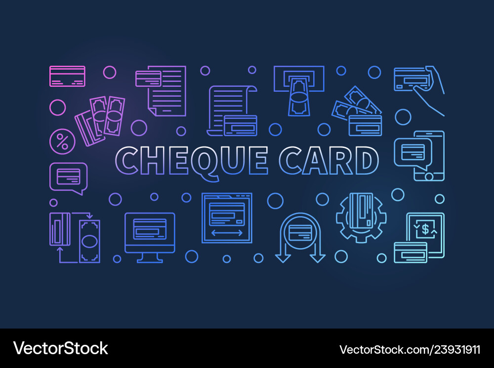Cheque card outline colorful Royalty Free Vector Image