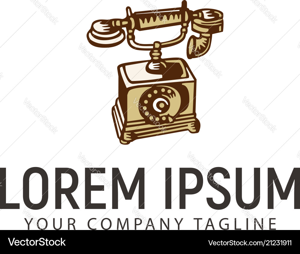 Classic phone retro hand drawn logo design Vector Image