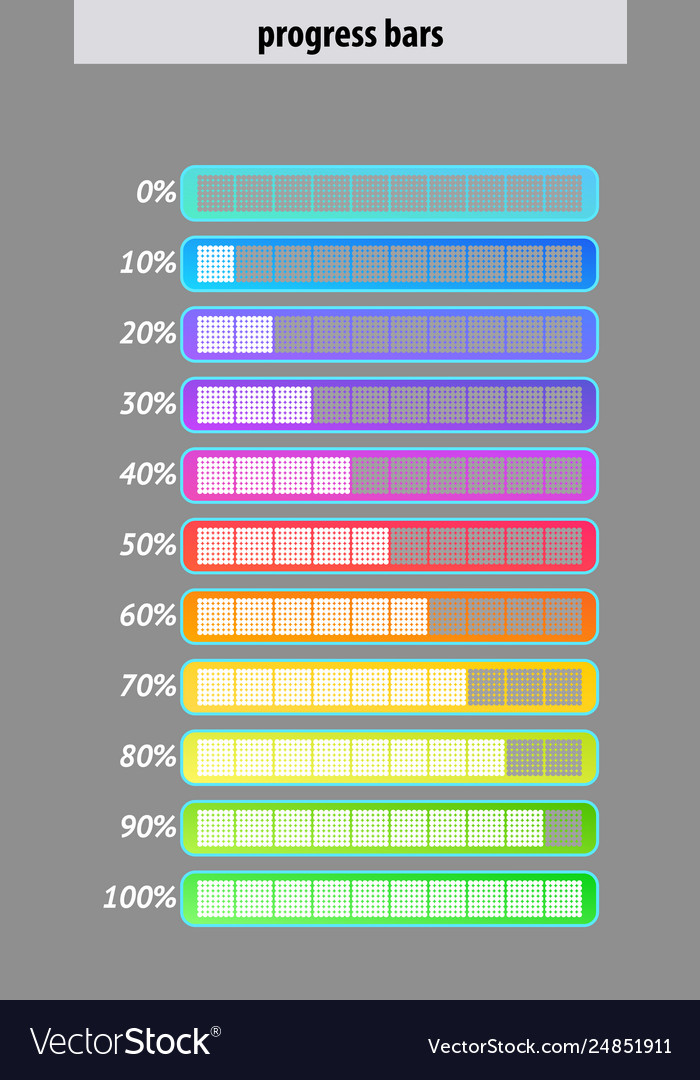 Colorful progress bar set user interface design Vector Image