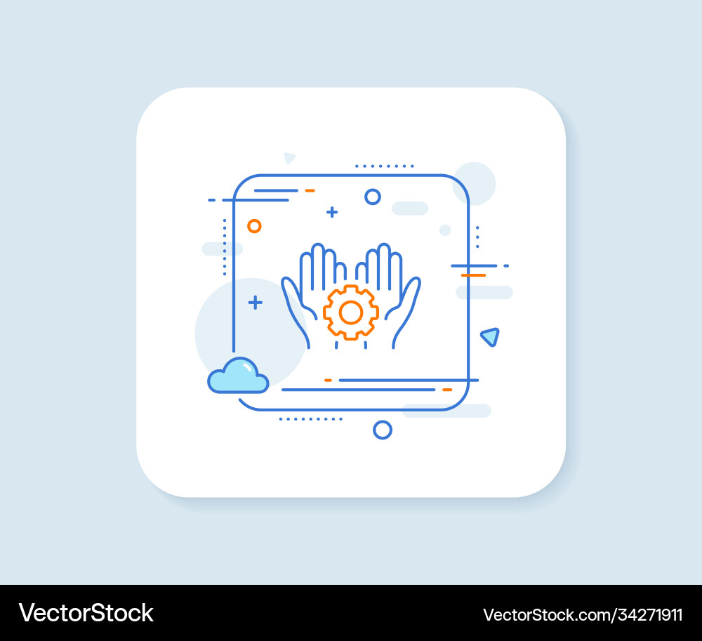 Employee hands line icon work gear sign Royalty Free Vector