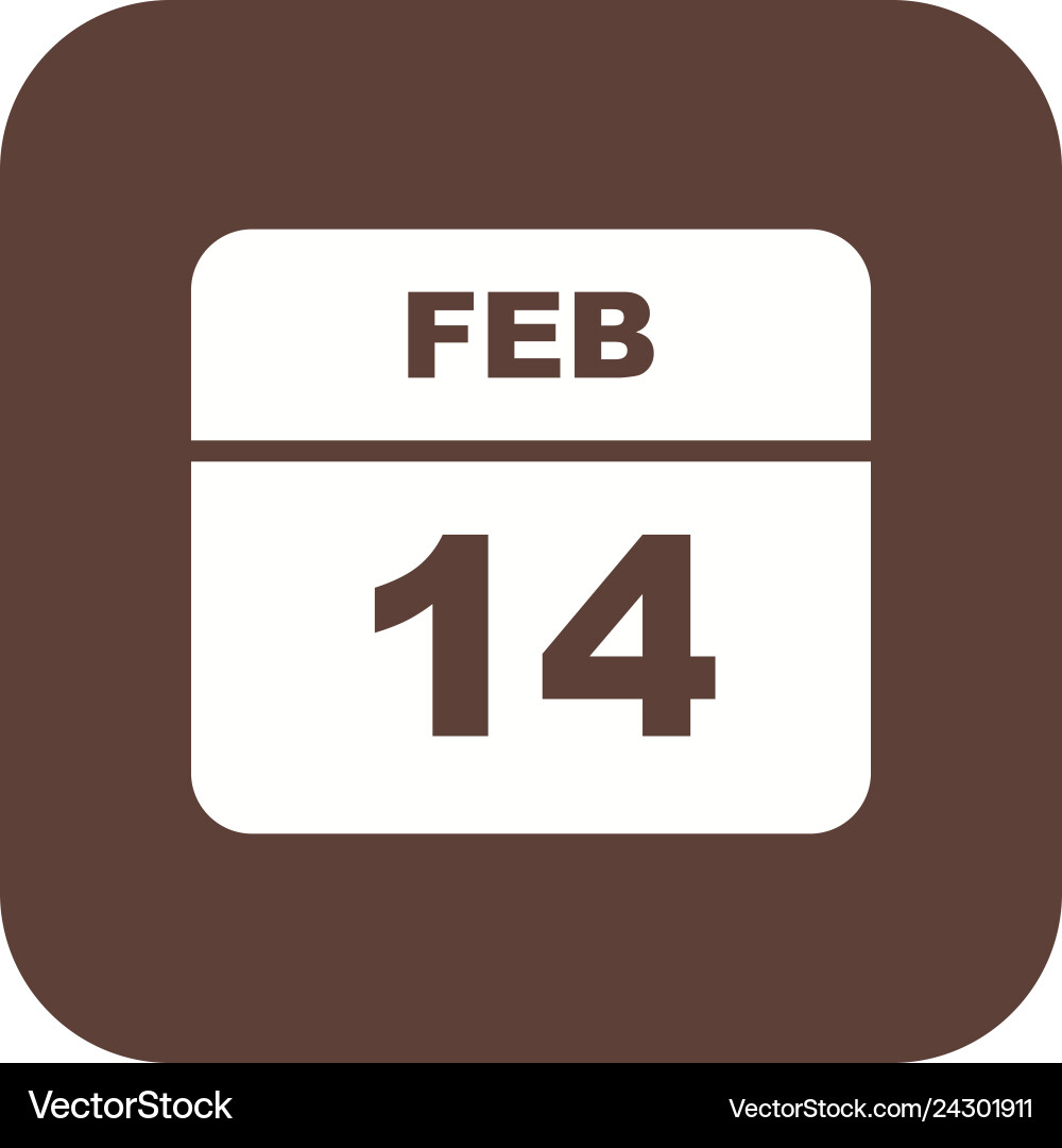 February 14th date on a single day calendar Vector Image