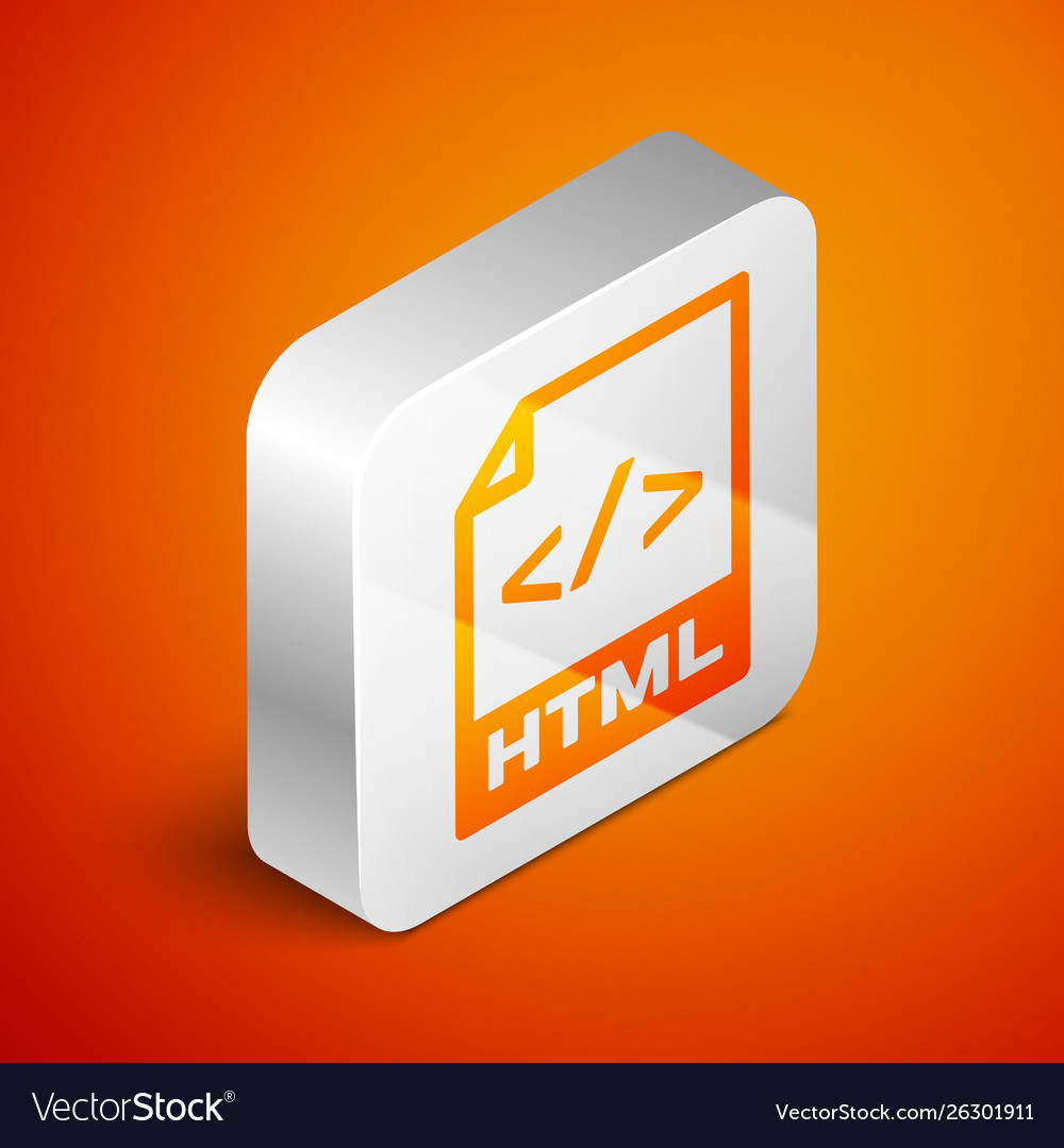 Isometric html file document icon download html Vector Image