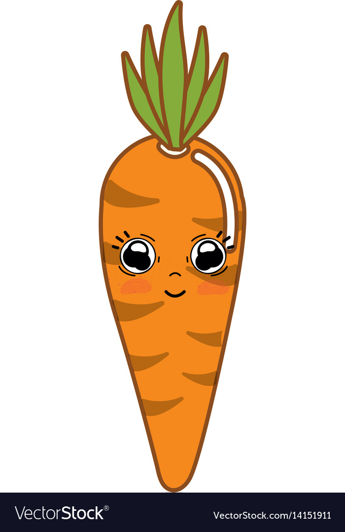 Kawaii cute happy carrot vegetable Royalty Free Vector Image
