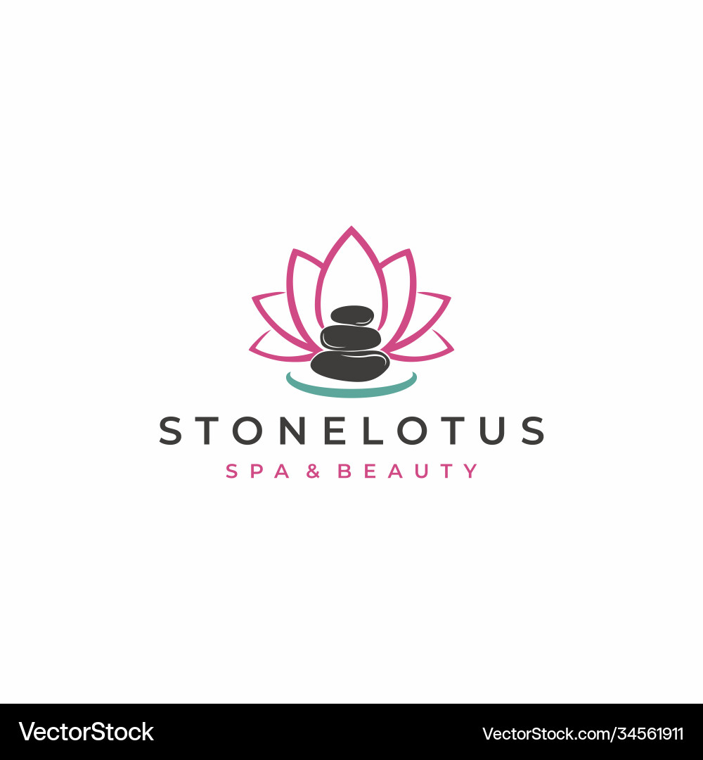 Pink lotus spa stone logo design Royalty Free Vector Image