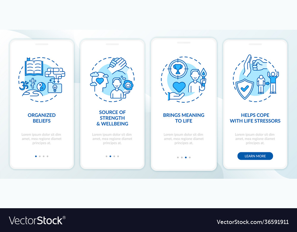Religious faith value blue onboarding mobile app Vector Image