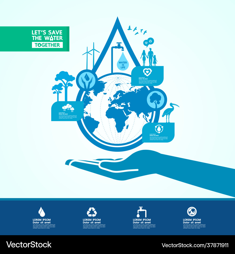 Save water for green ecology world Royalty Free Vector Image