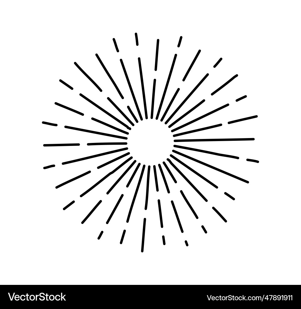 Sunburst sun ray line hipster black Royalty Free Vector