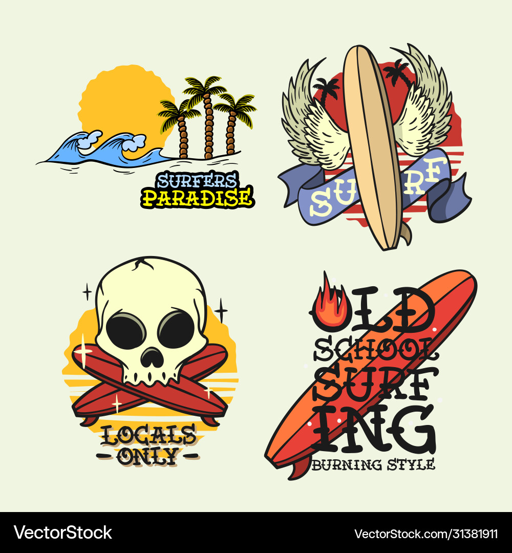 Surfing style surf summer time beach life Vector Image