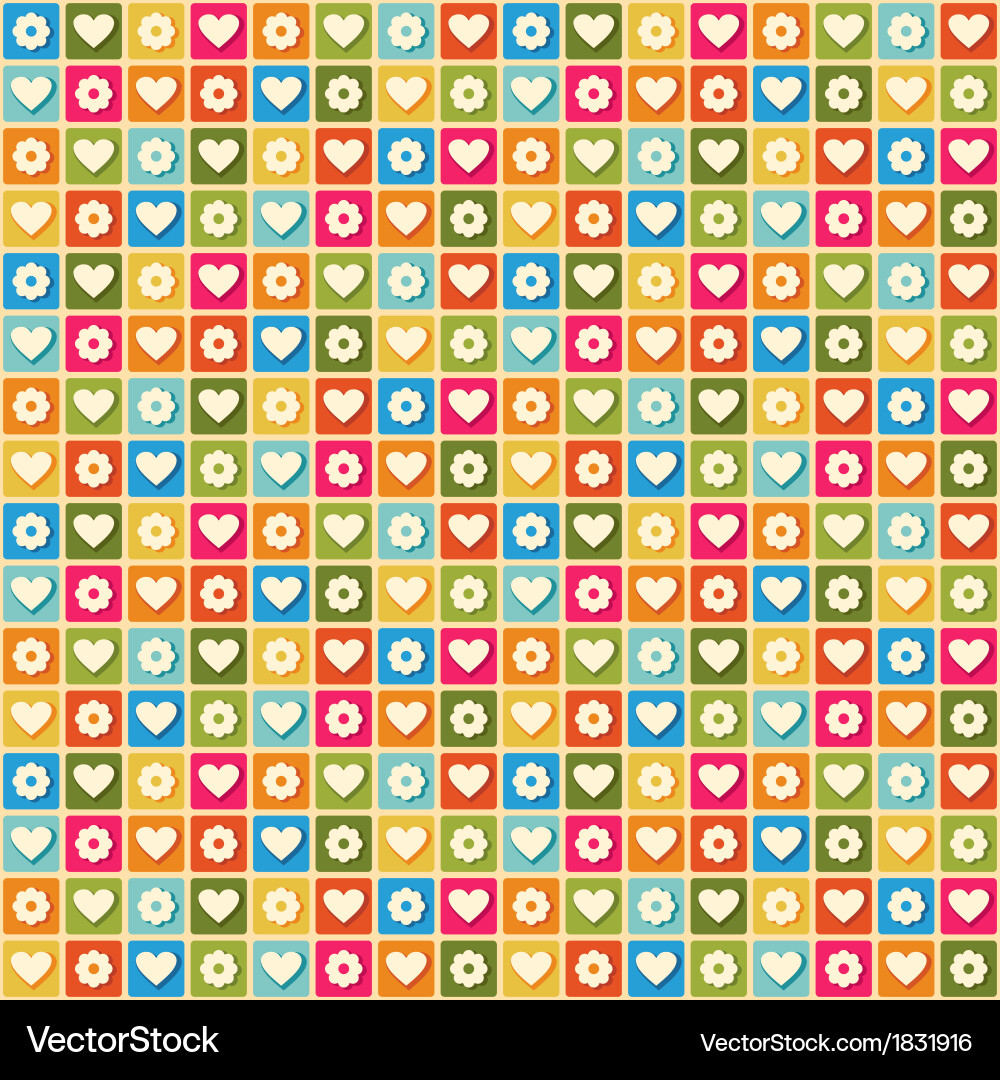 Color pattern with hearts and flowers Royalty Free Vector