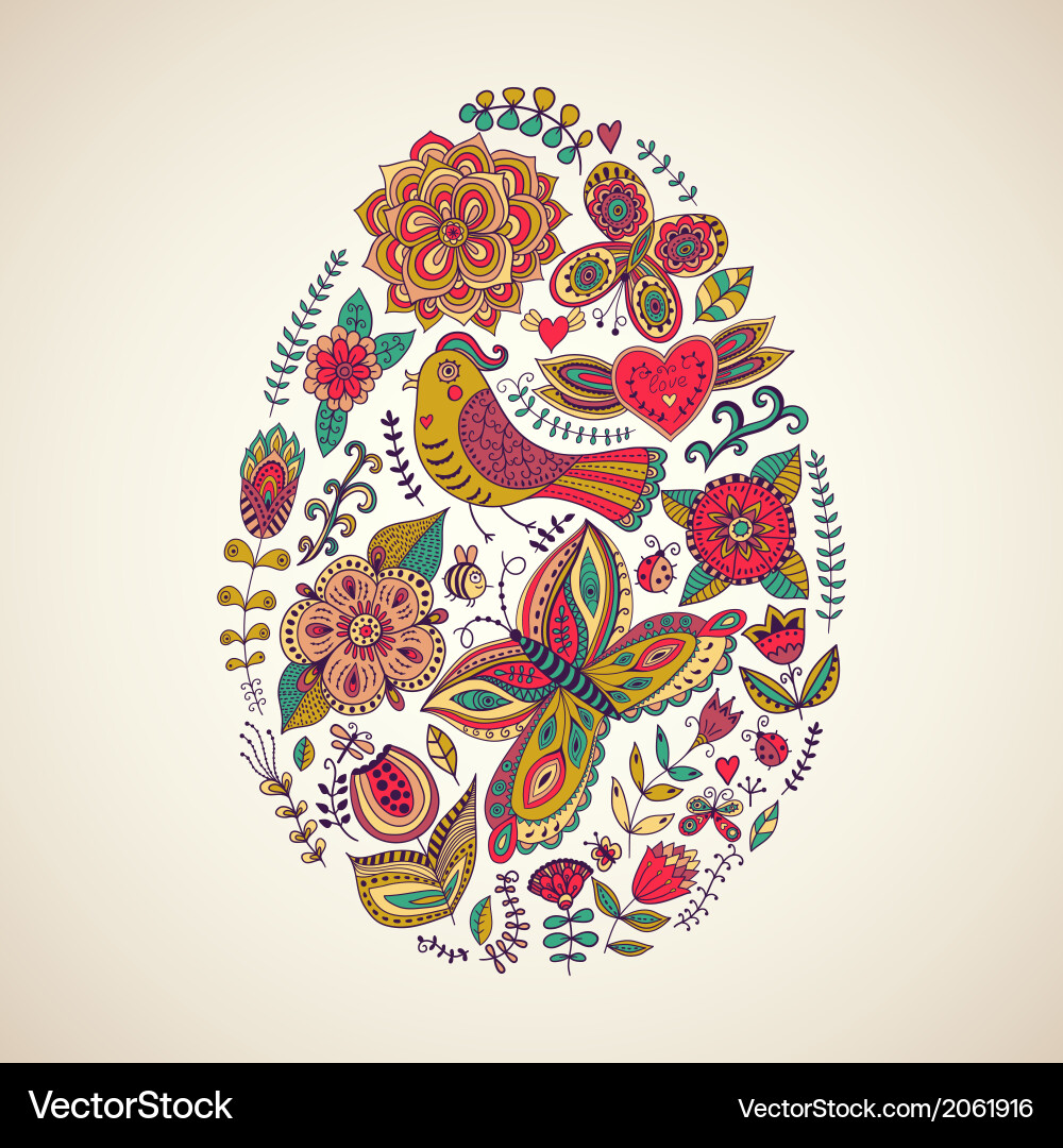 Easter egg made of flowers floral Royalty Free Vector Image
