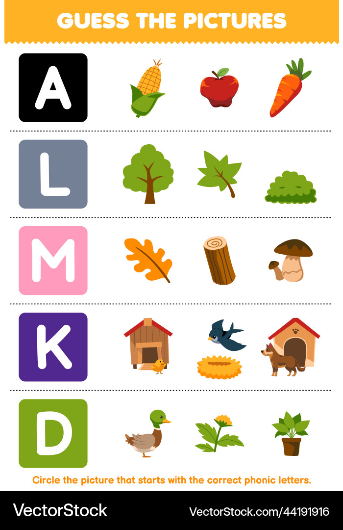 Education game for children guess the correct Vector Image